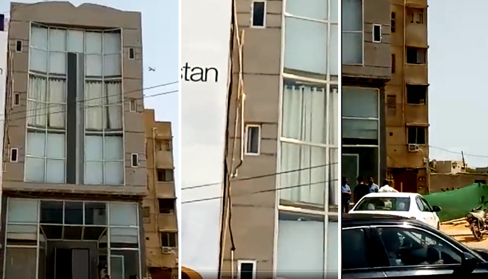 VIDEO: DHA building sealed after it tilts three inches to one side